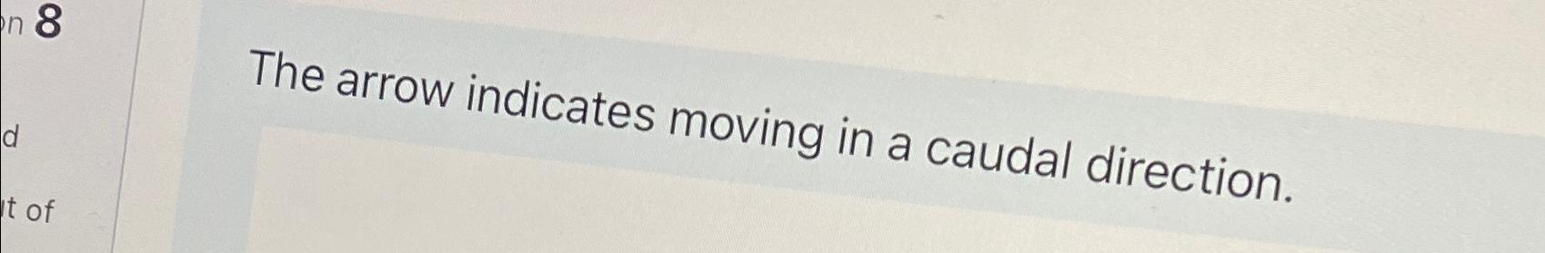 Solved The arrow indicates moving in a caudal direction. | Chegg.com