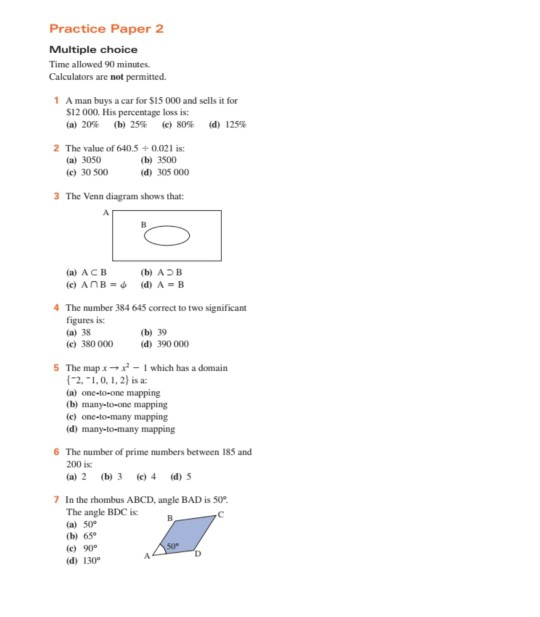 Solved Practice Paper 2 Multiple choice Time allowed 90 | Chegg.com
