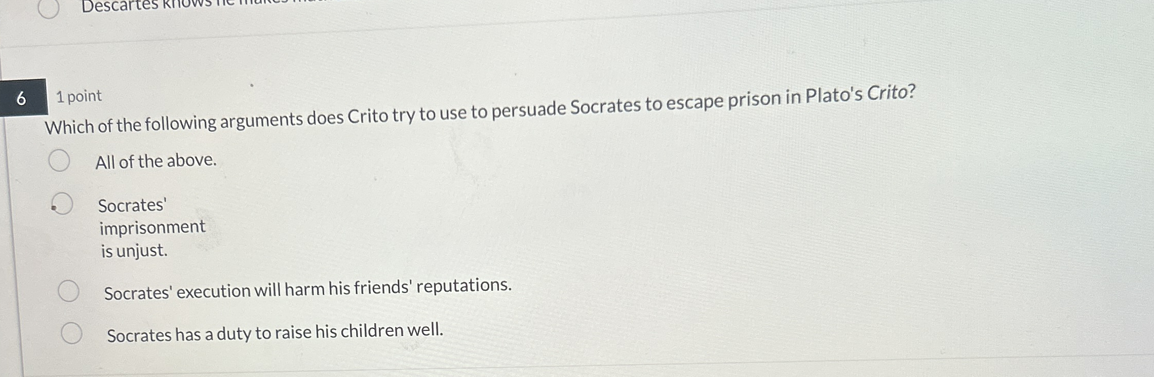 Solved 61 ﻿pointWhich of the following arguments does Crito | Chegg.com