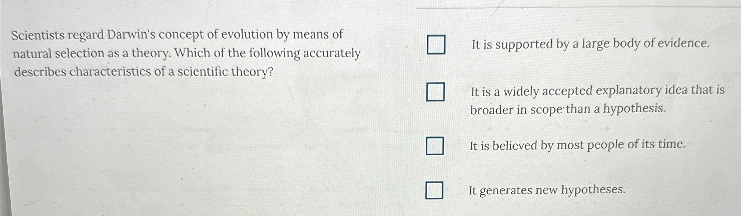 Solved Scientists regard Darwin's concept of evolution by | Chegg.com