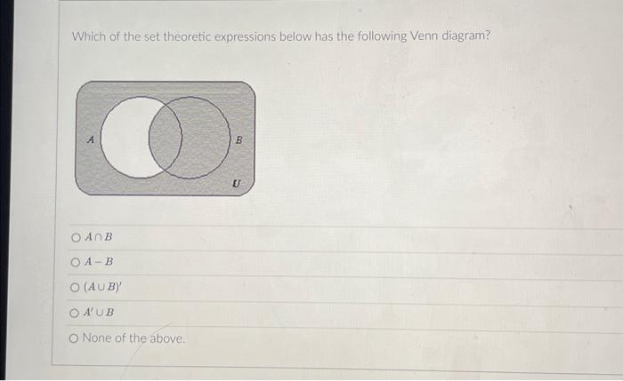 Solved Which of the set theoretic expressions below has the | Chegg.com