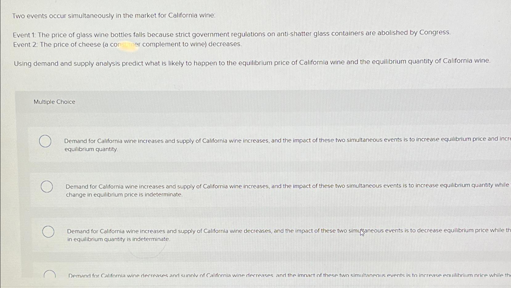 Solved Two events occur simultaneously in the market for | Chegg.com