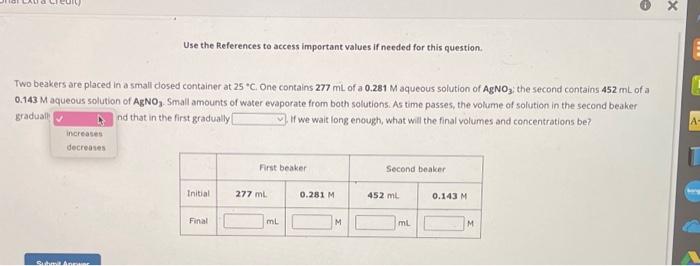 Solved Two beakers are placed in a small dosed container at | Chegg.com
