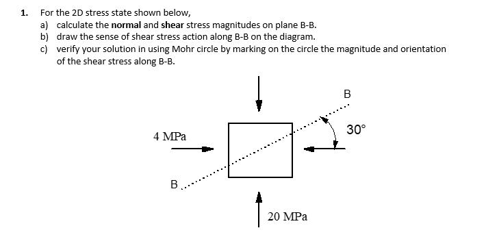 Solved For the 2D stress state shown below,a) ﻿calculate the | Chegg.com