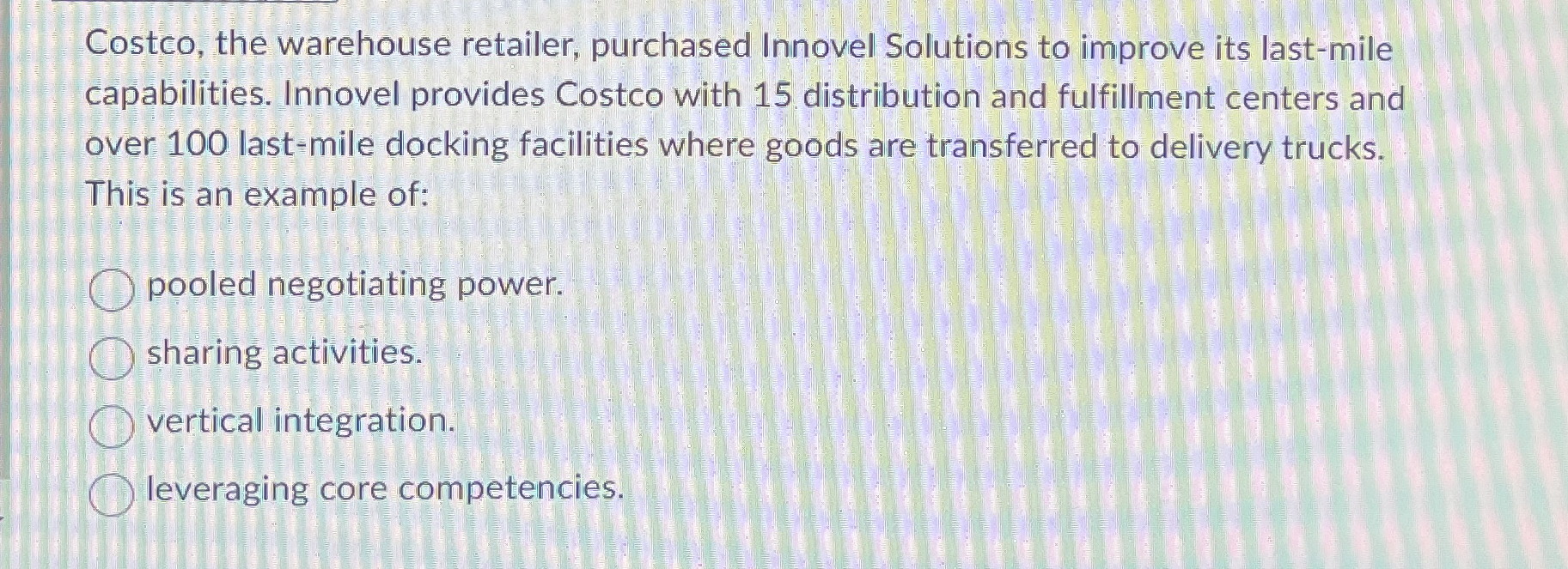 Solved Costco, the warehouse retailer, purchased Innovel | Chegg.com