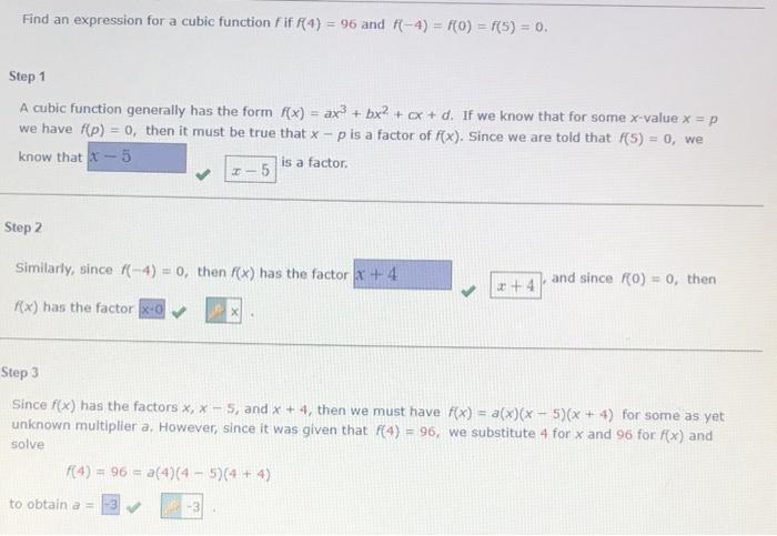 Solved Find an expression for a cubic function Fif (4) = 96 | Chegg.com