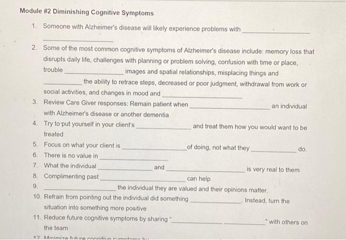 Solved Module 1 Understanding Alzheimer's and Dementia 1. | Chegg.com