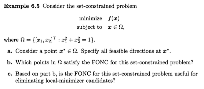 Solved Example 6.5 ﻿Consider the set-constrained problem | Chegg.com
