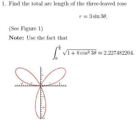 Solved Find the total arc length of the three-leaved rose r | Chegg.com