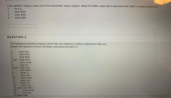 Solved Line number 3 loads a value out of the transmitter | Chegg.com
