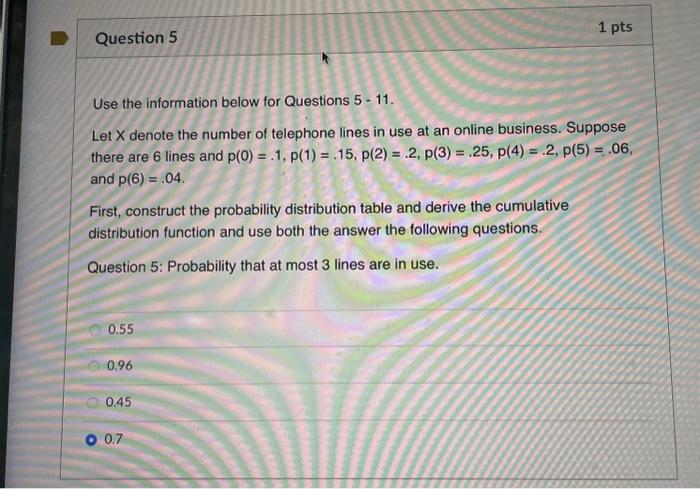 Solved Use the information below for Questions 5 - 11. Let X | Chegg.com
