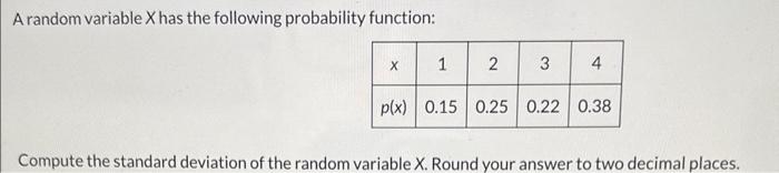 Solved A random variable X has the following probability | Chegg.com