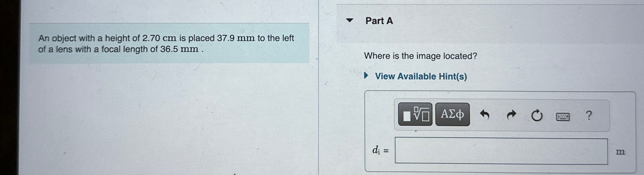 Solved An object with a height of 2.70cm ﻿is placed 37.9mm | Chegg.com