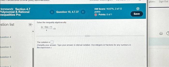Solved stion list Lestion 4 question 5 Question 6 Solve the | Chegg.com