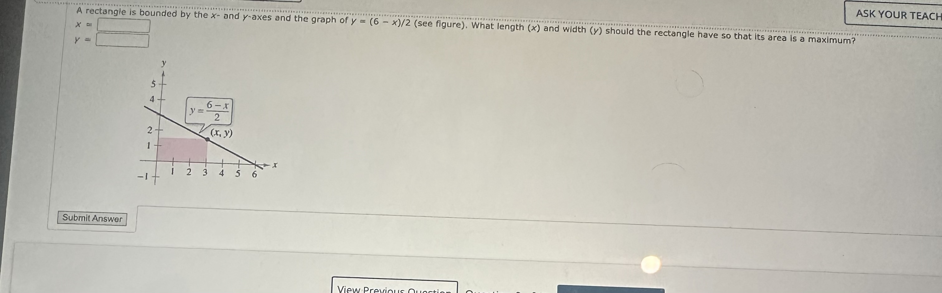 Solved A rectangle is bounded by the x - ﻿and y-axes and the | Chegg.com