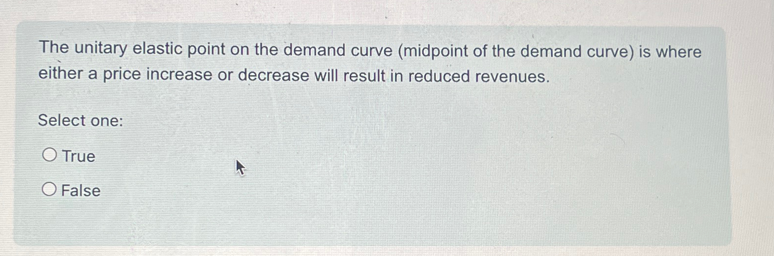 Solved The unitary elastic point on the demand curve | Chegg.com