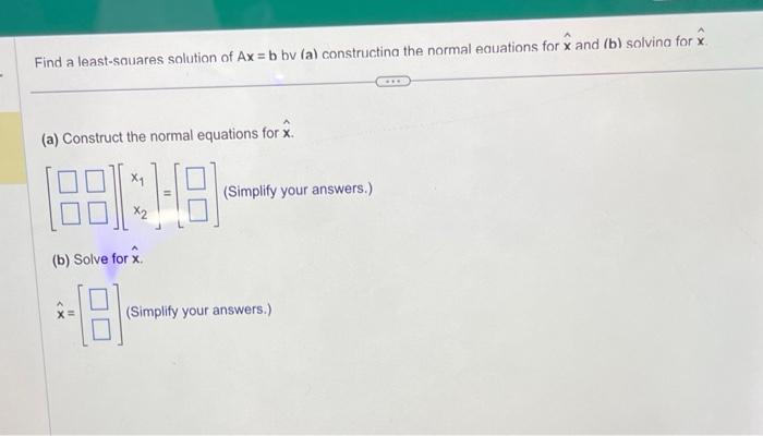 Solved Find a least-squares solution of Ax=b by (a) | Chegg.com