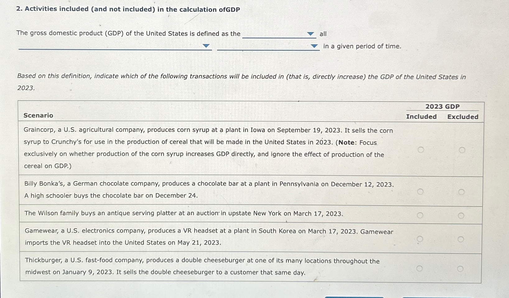 Solved Activities included (and not included) ﻿in the | Chegg.com