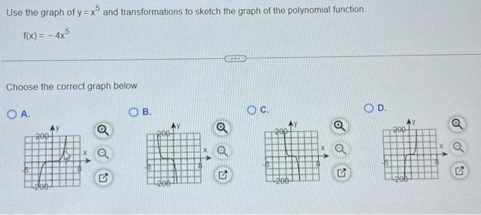 Solved Use the graph of y=x5 and transformations to sketch | Chegg.com