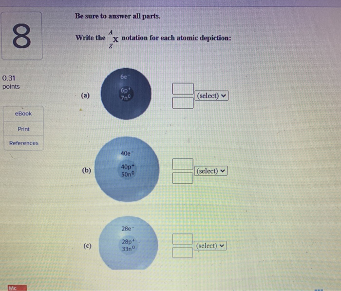 Solved Be sure to answer all parts. A 8 Write the x notation | Chegg.com