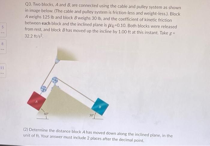 Solved Q3. Two blocks, A and B, are connected using the | Chegg.com