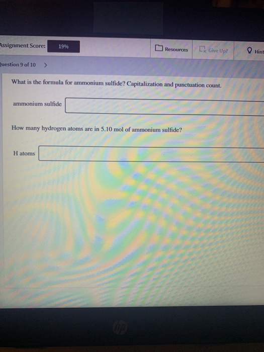 Solved Assignment Score: 19% Resources C Give Up? Hint | Chegg.com