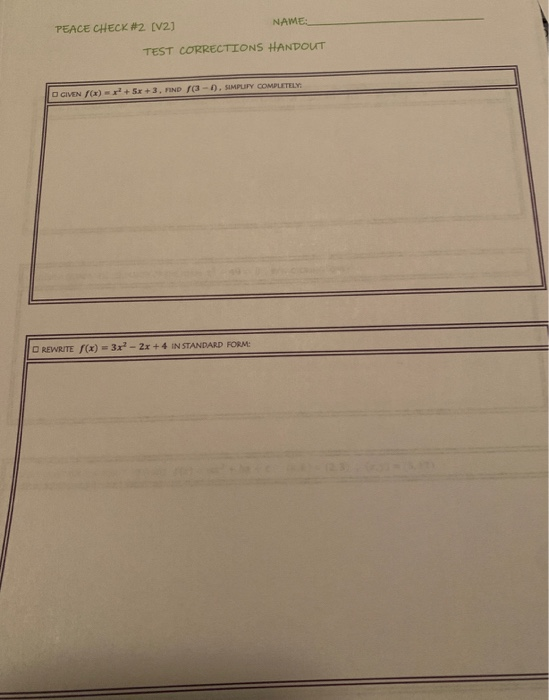 Solved PEACE CHECK #2 [V2] NAME: TEST CORRECTIONS HANDOUT | Chegg.com