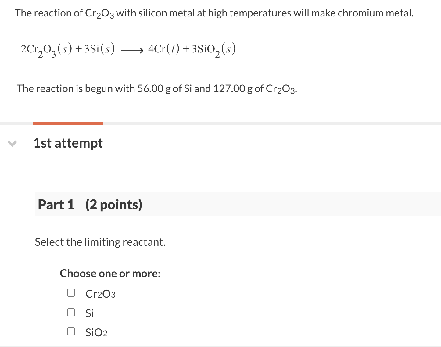 Solved and how many grams of the excess reactant are left | Chegg.com