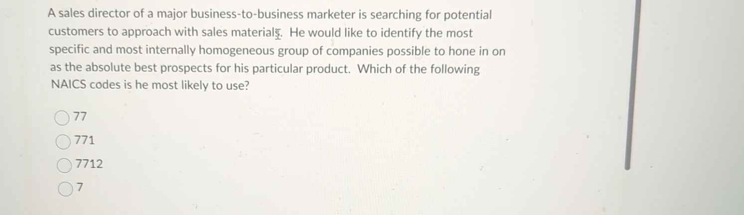 Solved A sales director of a major business-to-business | Chegg.com