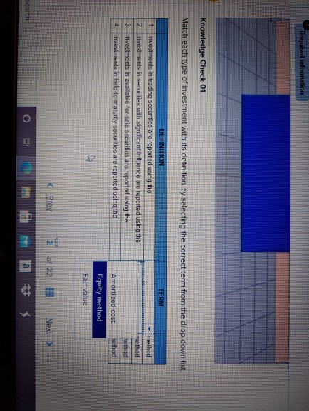 Solved Required information Knowledge Check 01 Match each | Chegg.com