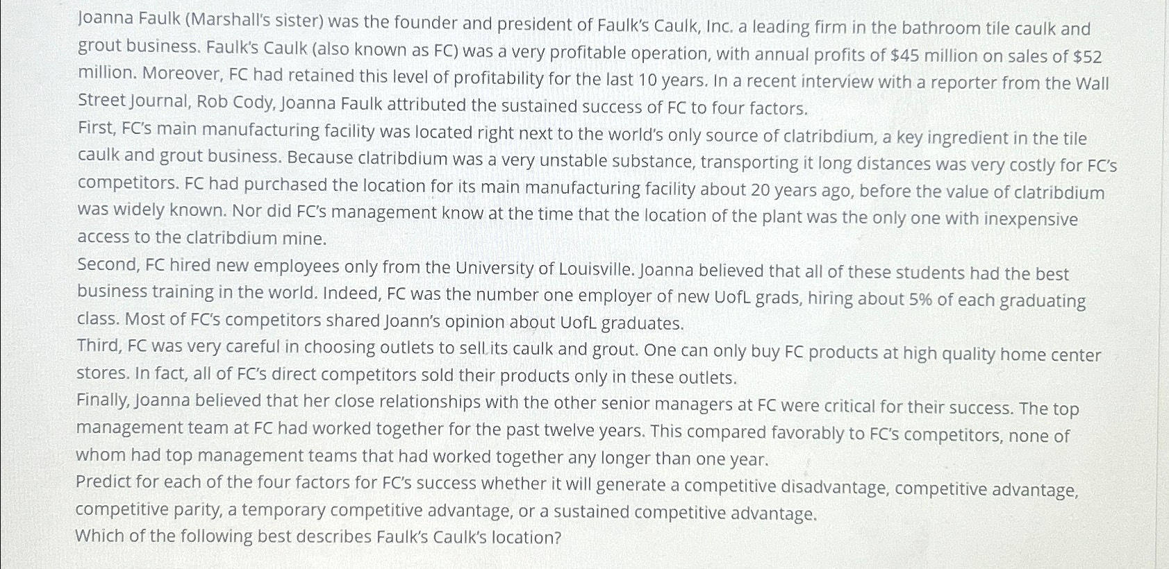 Solved Joanna Faulk (Marshall's sister) ﻿was the founder and | Chegg.com