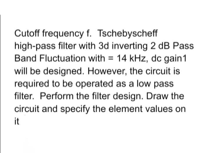 Tschebyscheff high-pass filter design with 3-degree | Chegg.com
