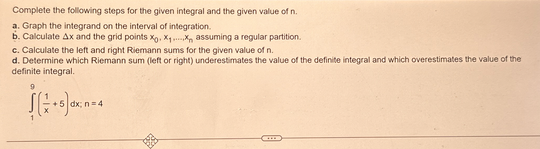 Solved Complete the following steps for the given integral | Chegg.com