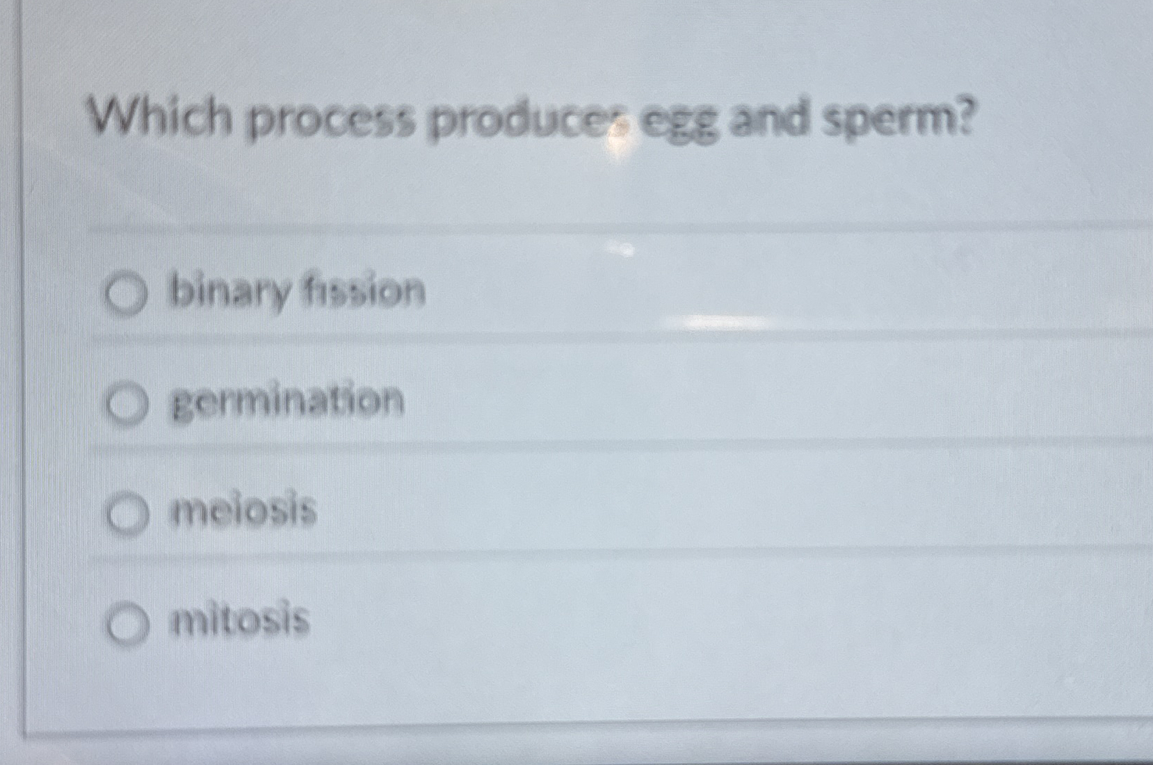 Solved Which process produces egg and sperm?binary | Chegg.com