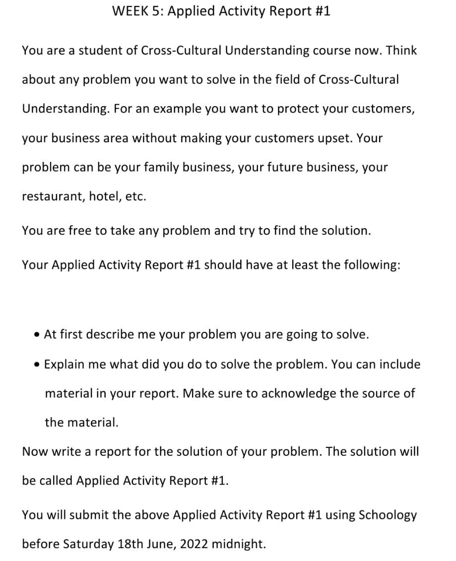 Solved WEEK 5: Applied Activity Report #1 You are a student | Chegg.com