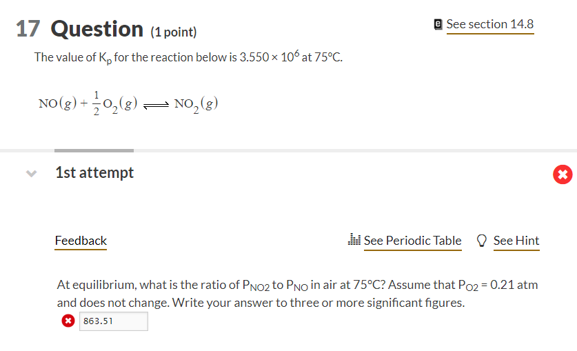Solved 17 ﻿Question (1point)The value of Kp ﻿for the | Chegg.com