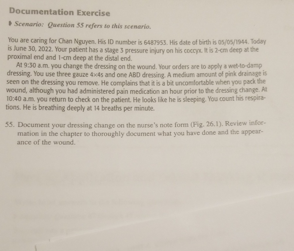 Solved Documentation Exercise Scenario: Question 55 refers | Chegg.com