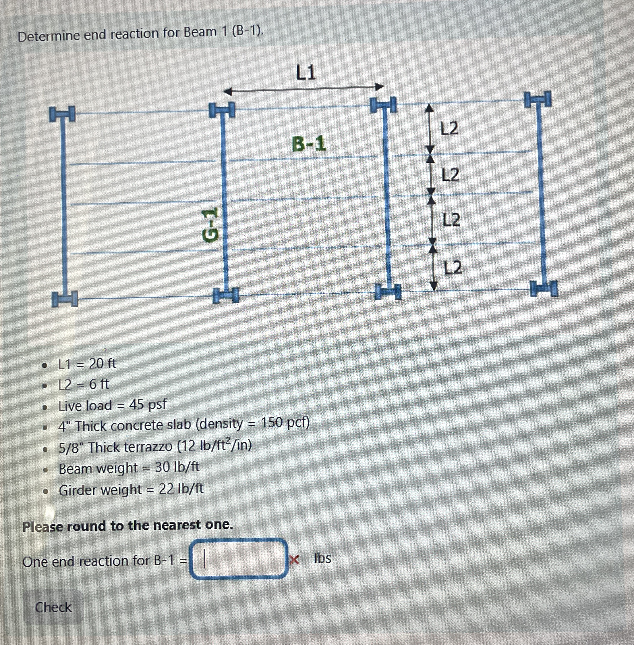 Determine end reaction for Beam | Chegg.com