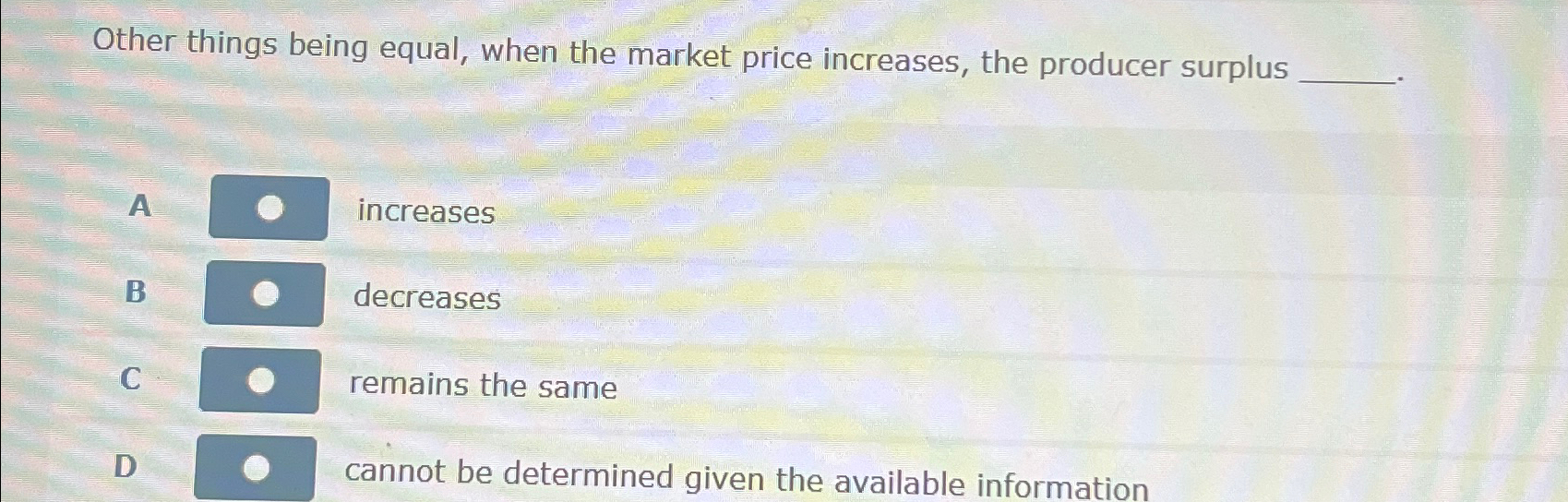 Solved Other things being equal, when the market price | Chegg.com