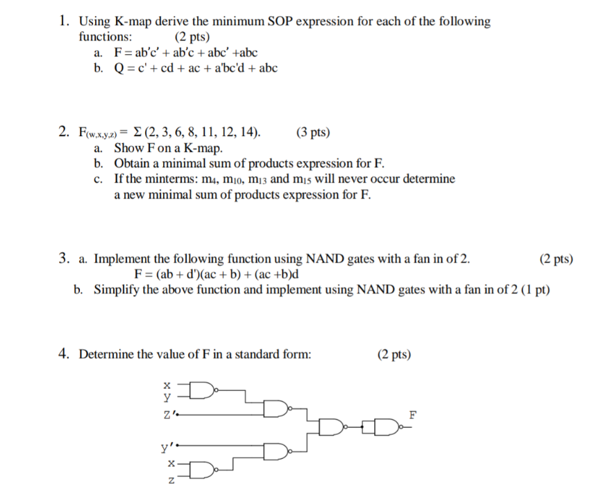 Solved Using K-map derive the minimum SOP expression for | Chegg.com