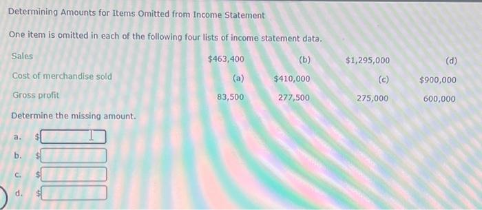 Solved Determining Amounts for Items Omitted from Income | Chegg.com