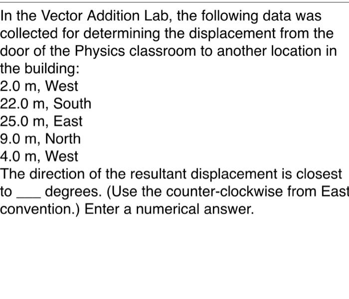 Solved In the Vector Addition Lab, the following data was | Chegg.com