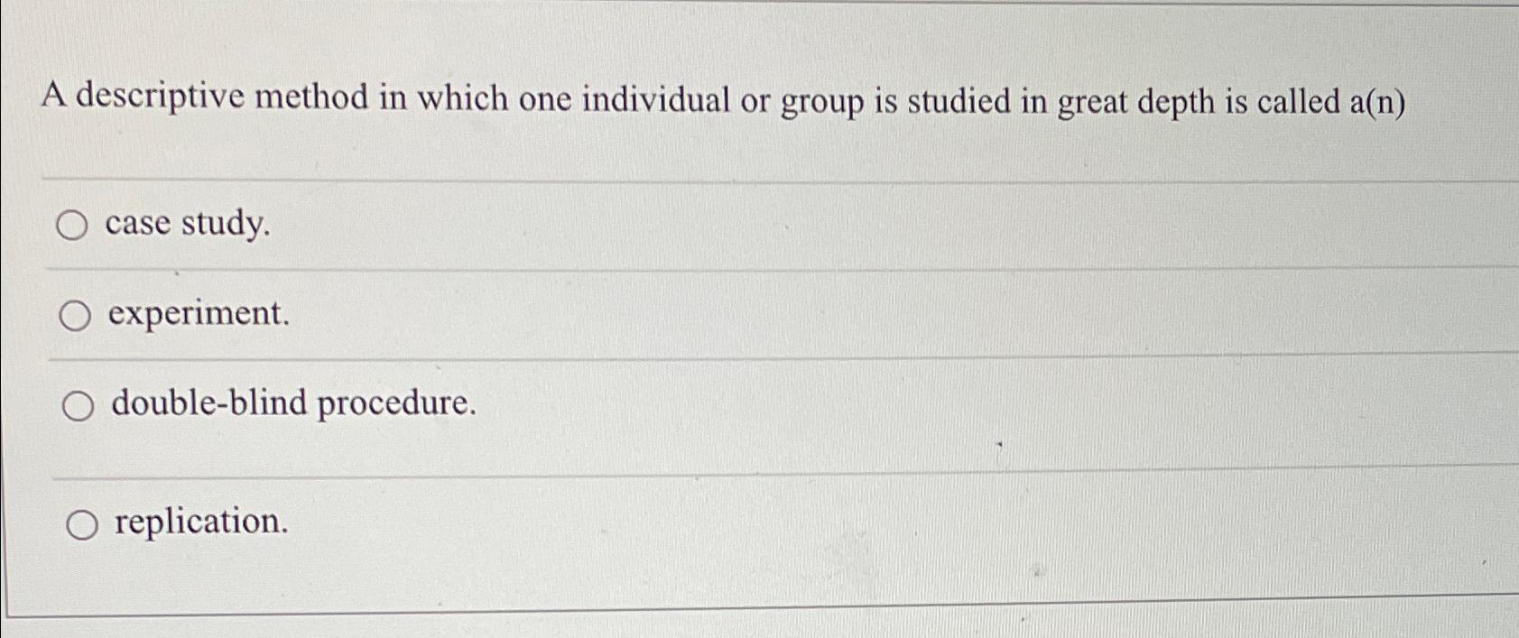 Solved A descriptive method in which one individual or group | Chegg.com