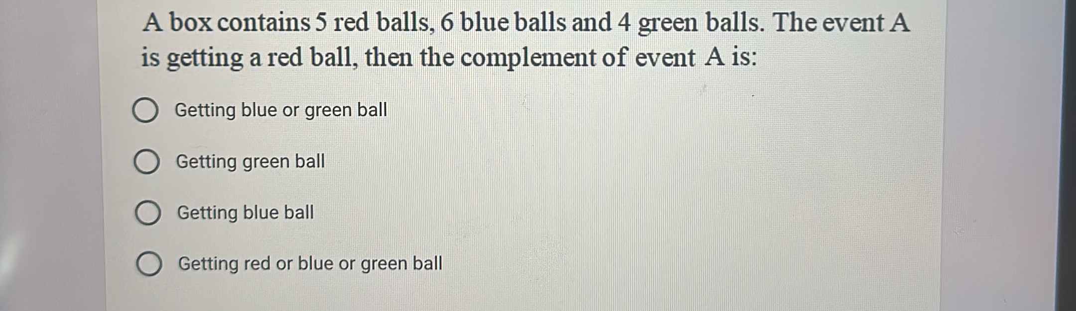 Solved A box contains 5 ﻿red balls, 6 ﻿blue balls and 4 | Chegg.com
