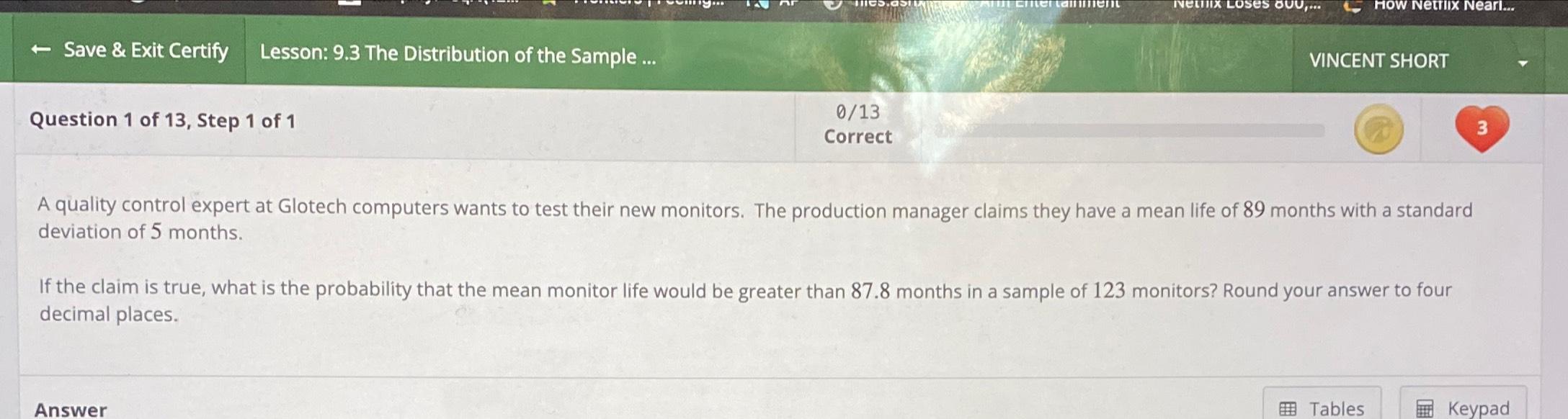 Solved larr Save & Exit CertifyLesson: 9.3 ﻿The Distribution | Chegg.com