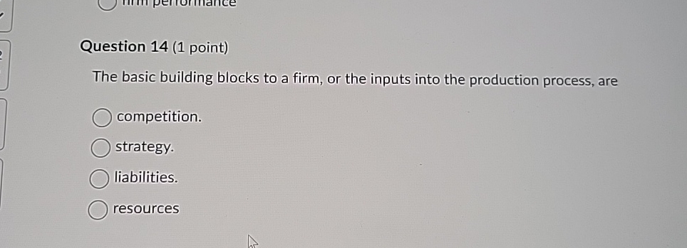 Solved Question 14 (1 ﻿point)The basic building blocks to a | Chegg.com