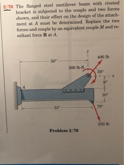 Solved 2/76 The flanged steel cantilever beam with riveted | Chegg.com