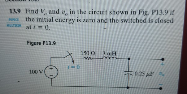 Solved PSPICE 13.9 Find V, and v, in the circuit shown in | Chegg.com