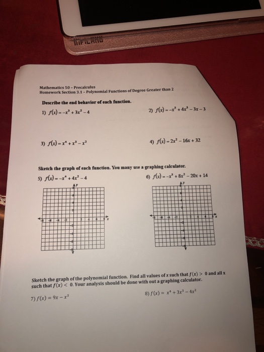 Solved FILANS Mathematics 50-Precalculus Homework Section | Chegg.com