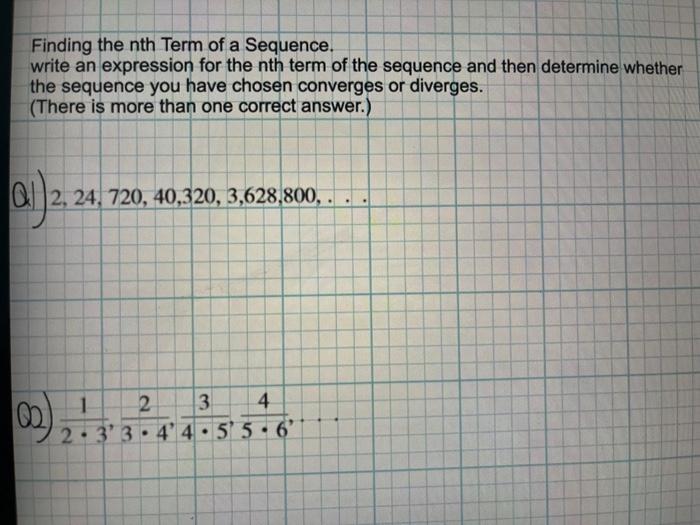Solved Finding the nth Term of a Sequence. write an | Chegg.com